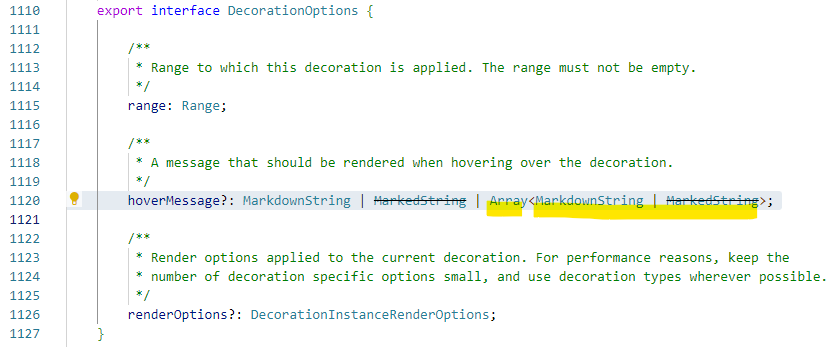 API documentation for `DecorationOptions.hoverMessage` is incorrect · Issue #5571 · microsoft ...