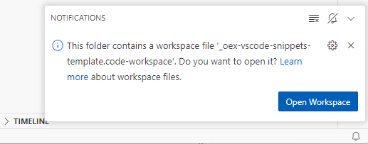 When opening a folder that contains a .code-workspace file the notification is initially hidden ...