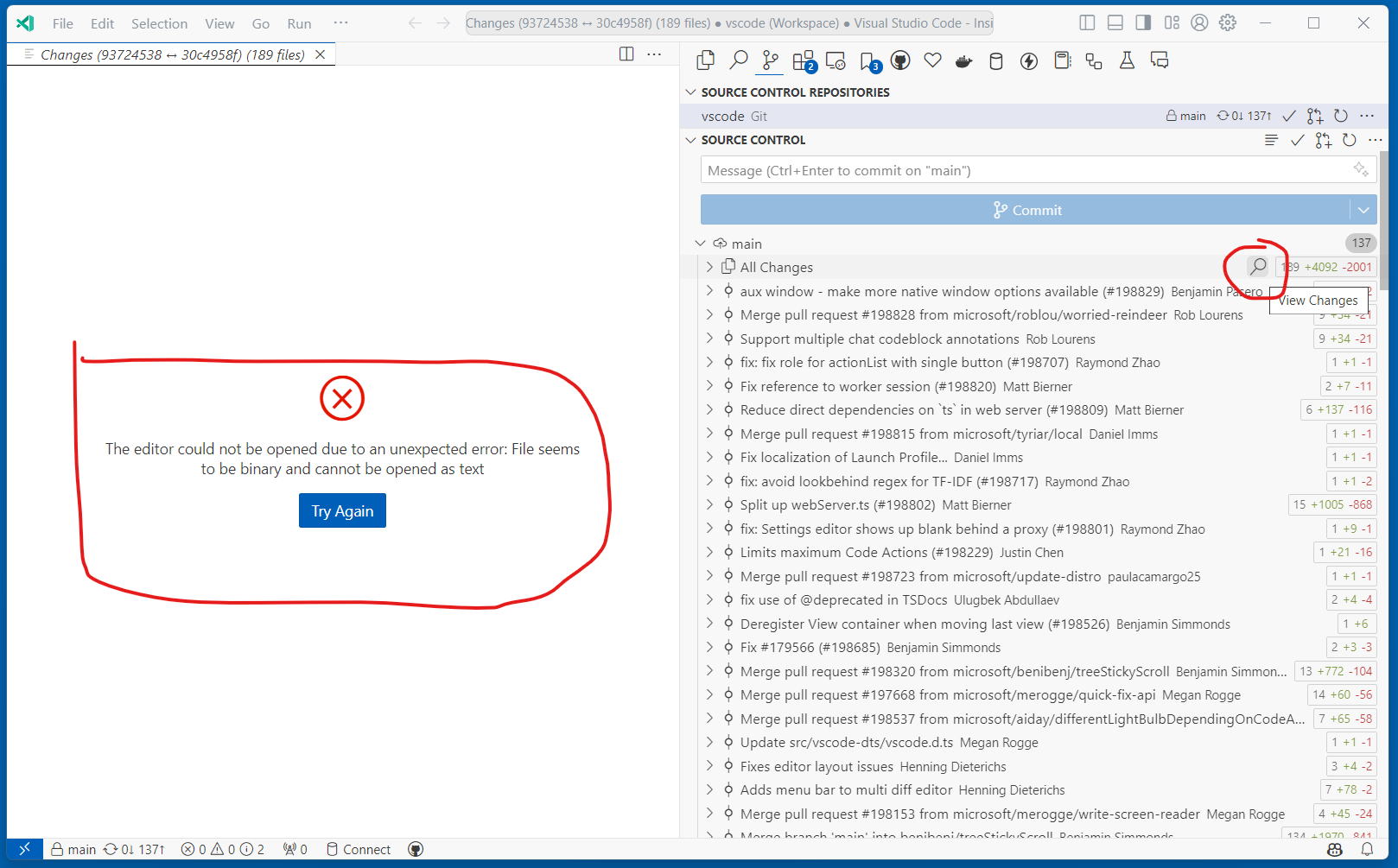 Multi diff editor failed to open · Issue #198832 · microsoft/vscode · GitHub