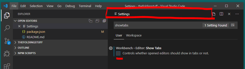 Tabs still show with workbench.editor.showTabs = false · Issue #90227 ...