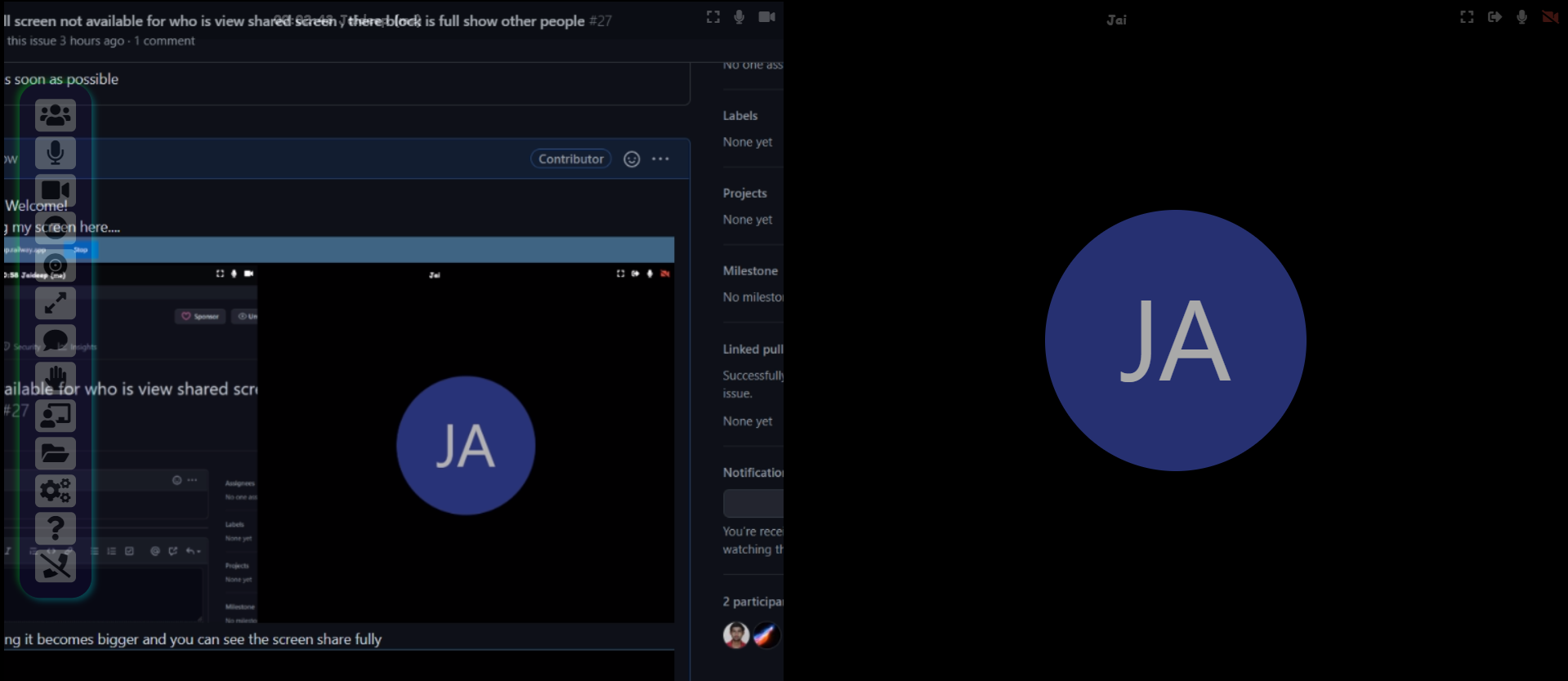 Screen sharing time full screen not available for who is view shared screen , there block is ...