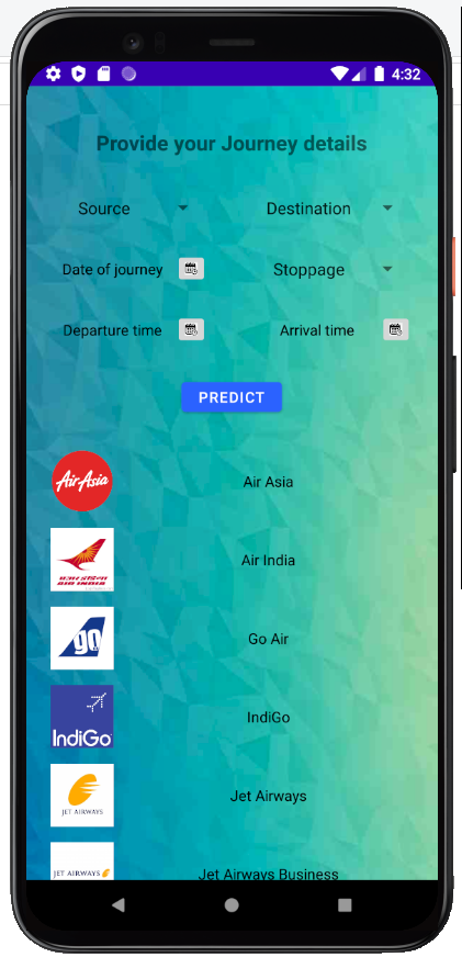 GitHub - manideep-kalyanam/Flight-Fare-Prediction-Android-Application: Flight Fare Prediction ...