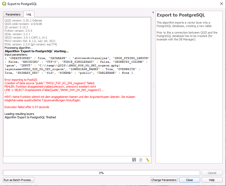 Export To Postgresql Not Possible Via Processing Tools Or Db Manager If 0428