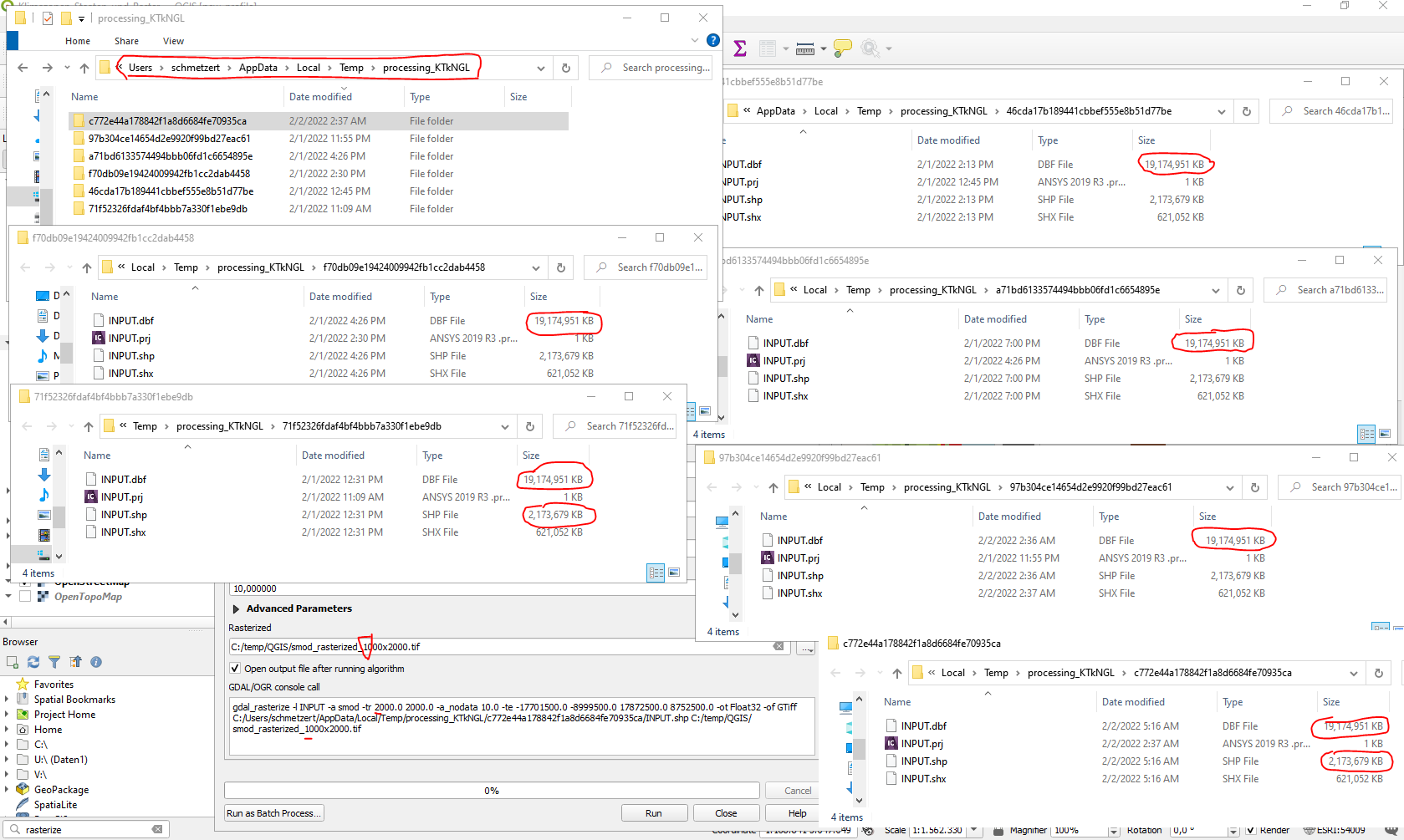 Rasterize (Vector to raster): Selecting the output file and selecting the output extent takes ...