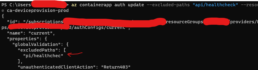 Auth setting excluded paths gets trimmed when using cli · Issue #464 · microsoft/azure-container ...
