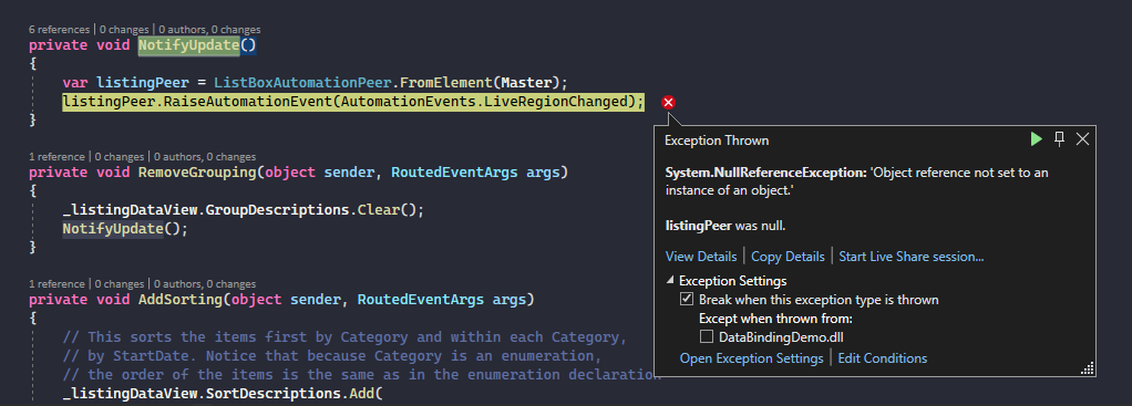 Data Binding accessibility fixes broke application · Issue #415 · microsoft/WPF-Samples · GitHub