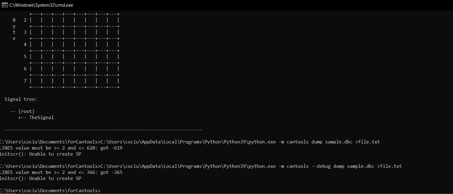 dump re-direct to file is raising an error · Issue #469 · cantools/cantools · GitHub
