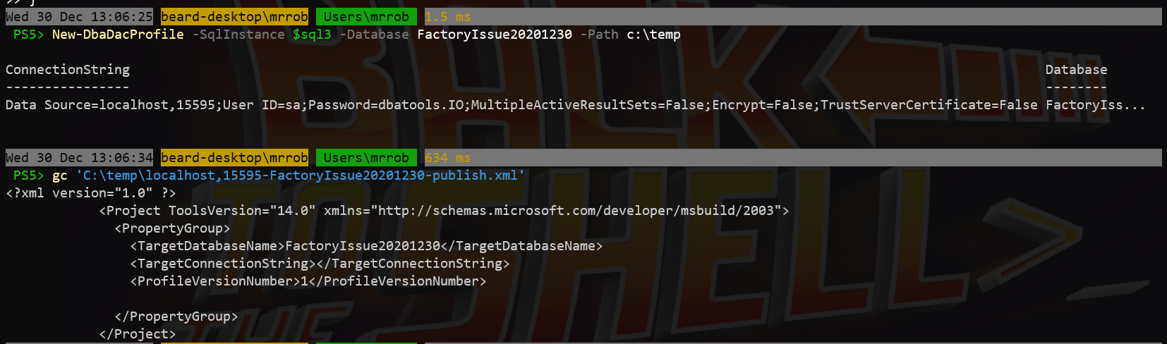 [Bug] New-DbaDacProfile does not include the connection string · Issue #7058 · dataplat/dbatools ...