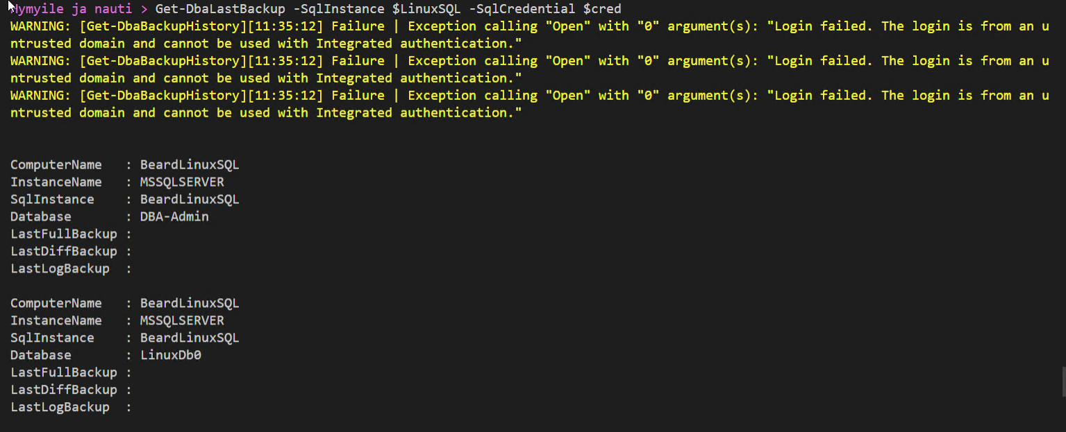 Get Dbalastbackup Does Not Respect Sql Auth · Issue 3587 · Dataplat Dbatools · Github