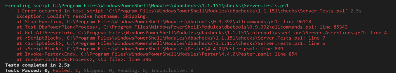 horrible red if server doesnt exist for powerplan check · Issue #546 · dataplat/dbachecks · GitHub