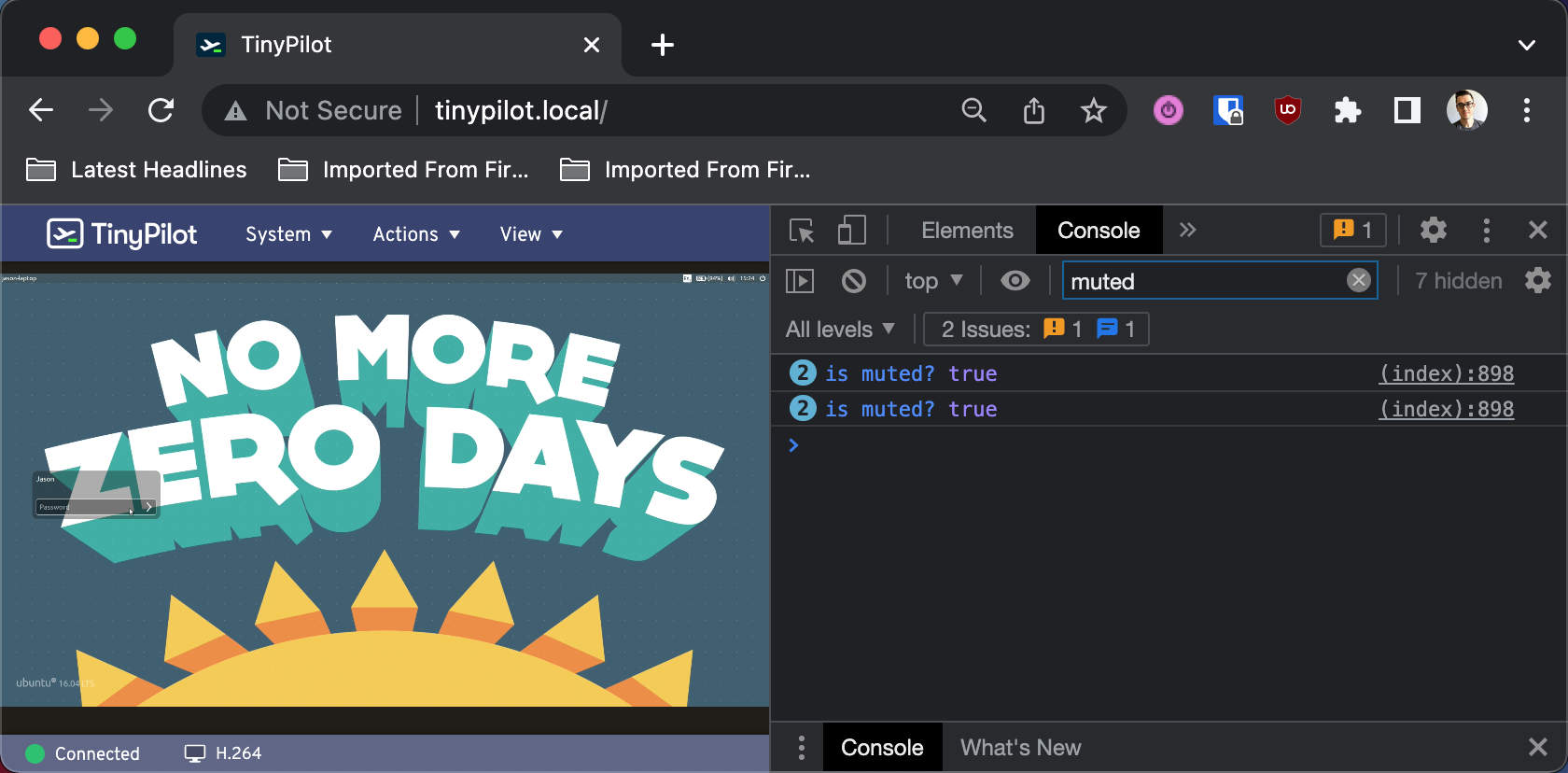 H.264 failing on Firefox in “Block Audio” mode? · Issue #1287 · tiny-pilot/tinypilot · GitHub