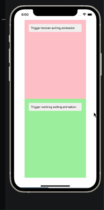 Ios Exiting Layout Animations Break When Rendered Alongside React Navigation Navigator · Issue