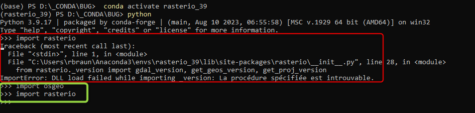 ImportError: DLL load failed while importing _version: The specified procedure could not be ...