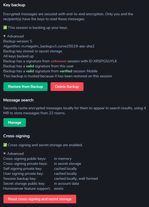 Key backup: Backup has a signature from unknown session · Issue #13730 ...