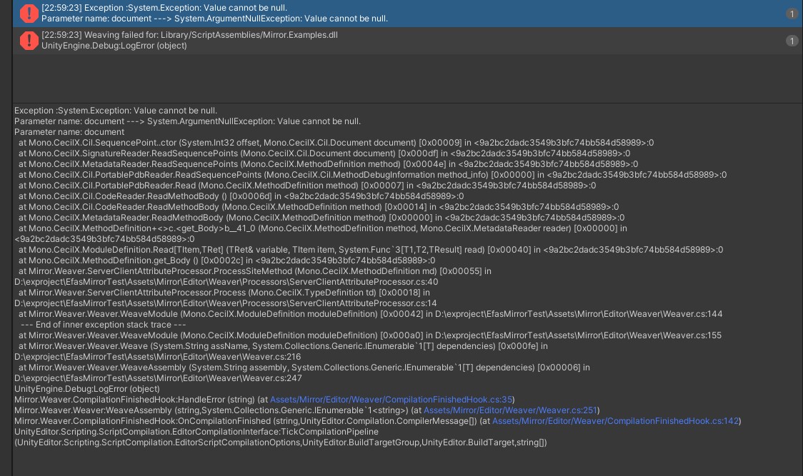 weaver MonoxCecil conflict with entities codeGen in 2021.1 · Issue #2880 · MirrorNetworking ...