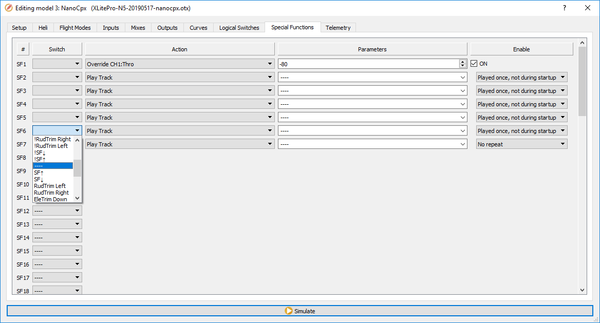 Companion (X-Lite Pro) loses SpecialFunction switch selections on load of .otx · Issue #6427 ...