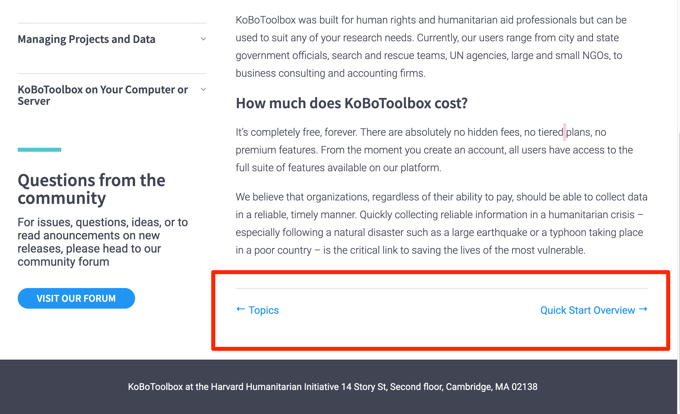 Remove the bottom navigation links · Issue #91 · kobotoolbox/docs · GitHub