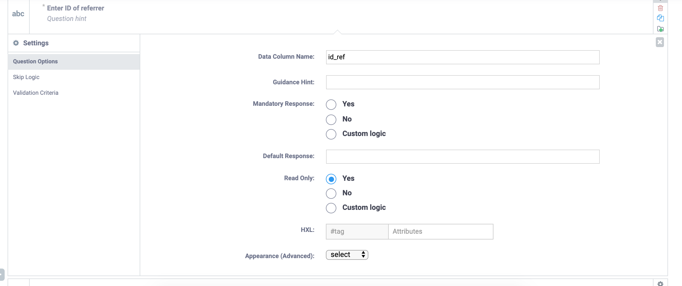 It should be possible to mark a question as read_only · Issue #1726 · kobotoolbox/kpi · GitHub