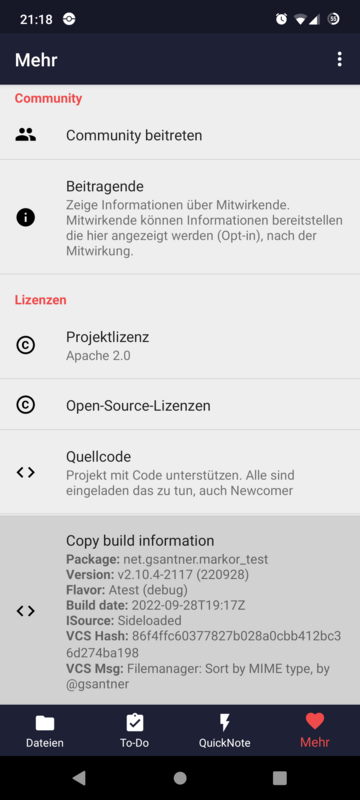 (git master) crash at QuickNote/ToDo selection setting · Issue #1860 · gsantner/markor · GitHub