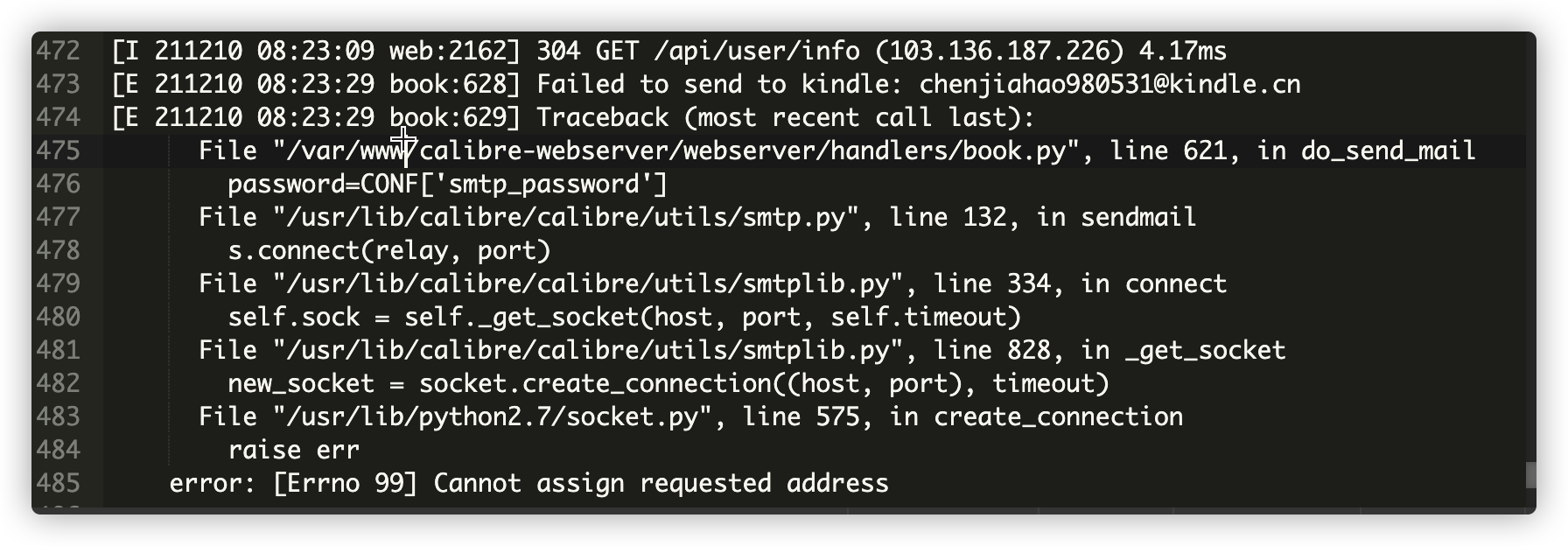 推送到kindle过程中出现报错 · Issue #98 · talebook/talebook · GitHub