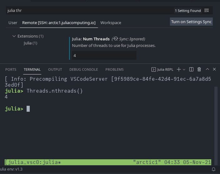 NumThreads setting not used in persistent tmux mode · Issue #2510 · julia-vscode/julia-vscode ...