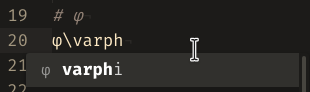 \varphi displayed as \phi in code but not in comment · Issue #39 · JunoLab/atom-latex ...