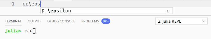 Epsilon in editor is different in REPL · Issue #1589 · julia-vscode ...