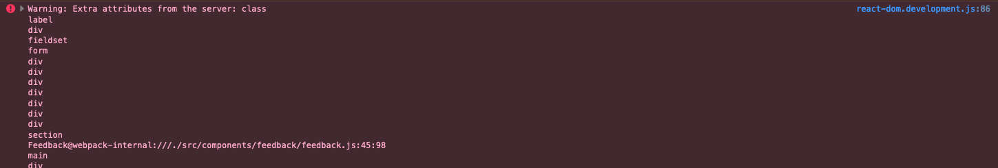 Next Issue In Console Warning Extra Attributes From The Server Class Dev Mode · Issue