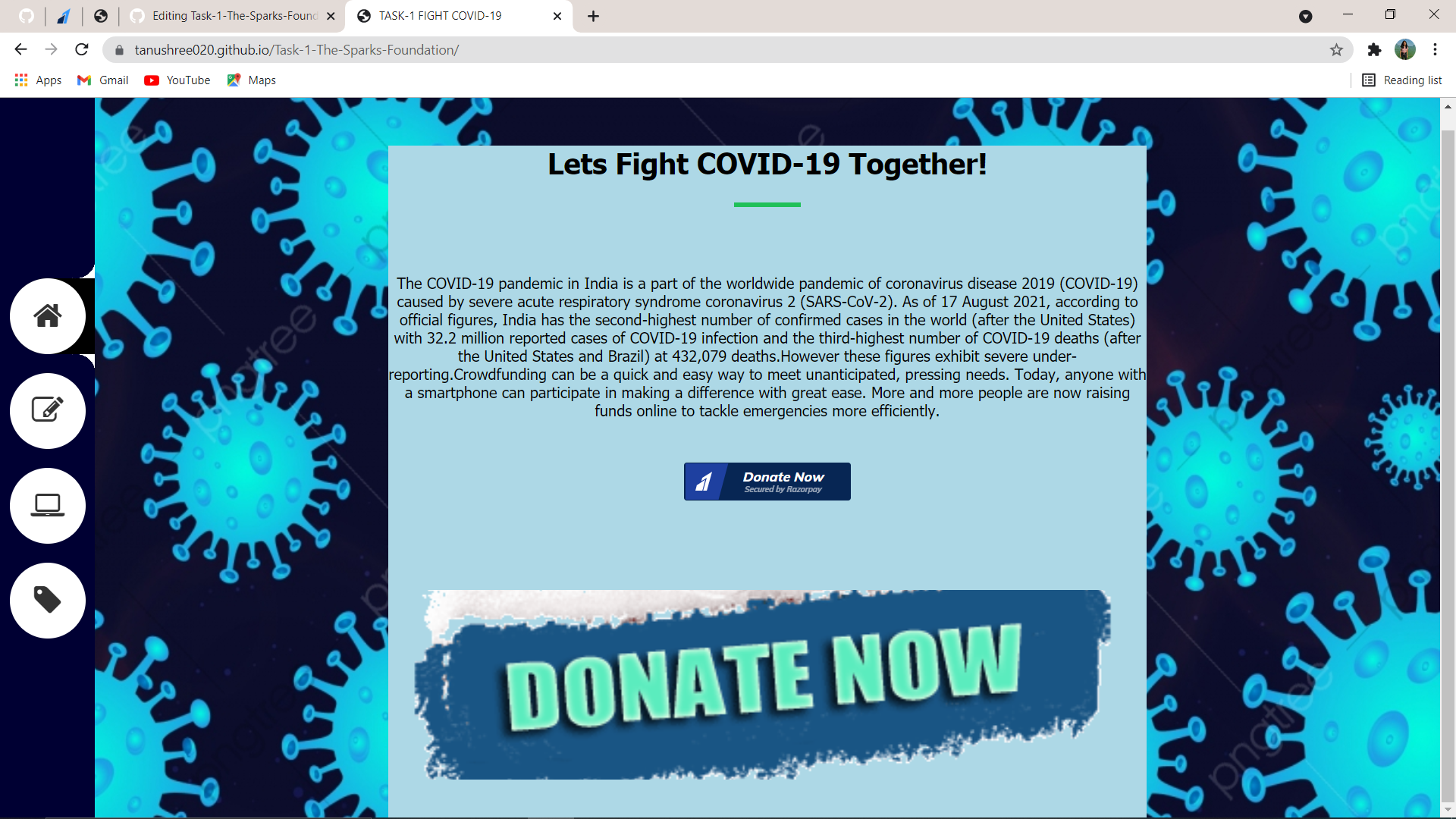 GitHub - tanushree020/Task-1-The-Sparks-Foundation: This is donation website with payment ...