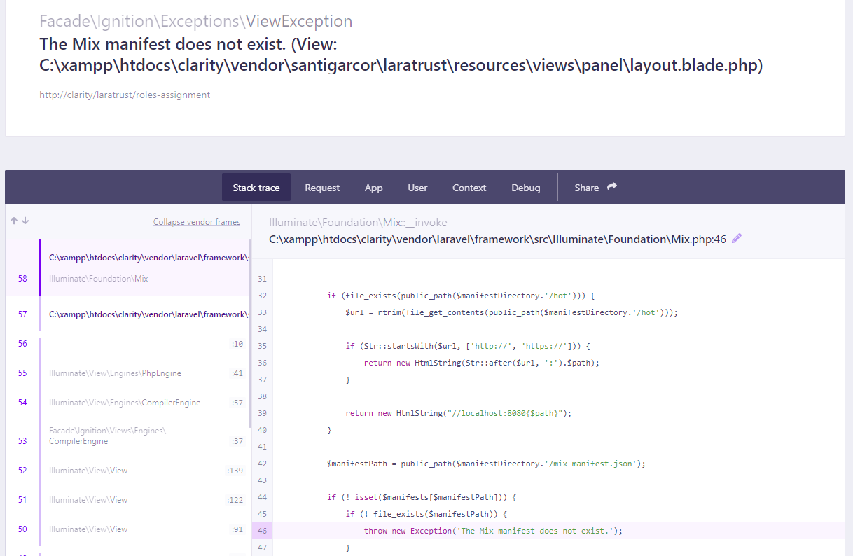 The Mix manifest does not exist. · Issue #434 · santigarcor/laratrust · GitHub