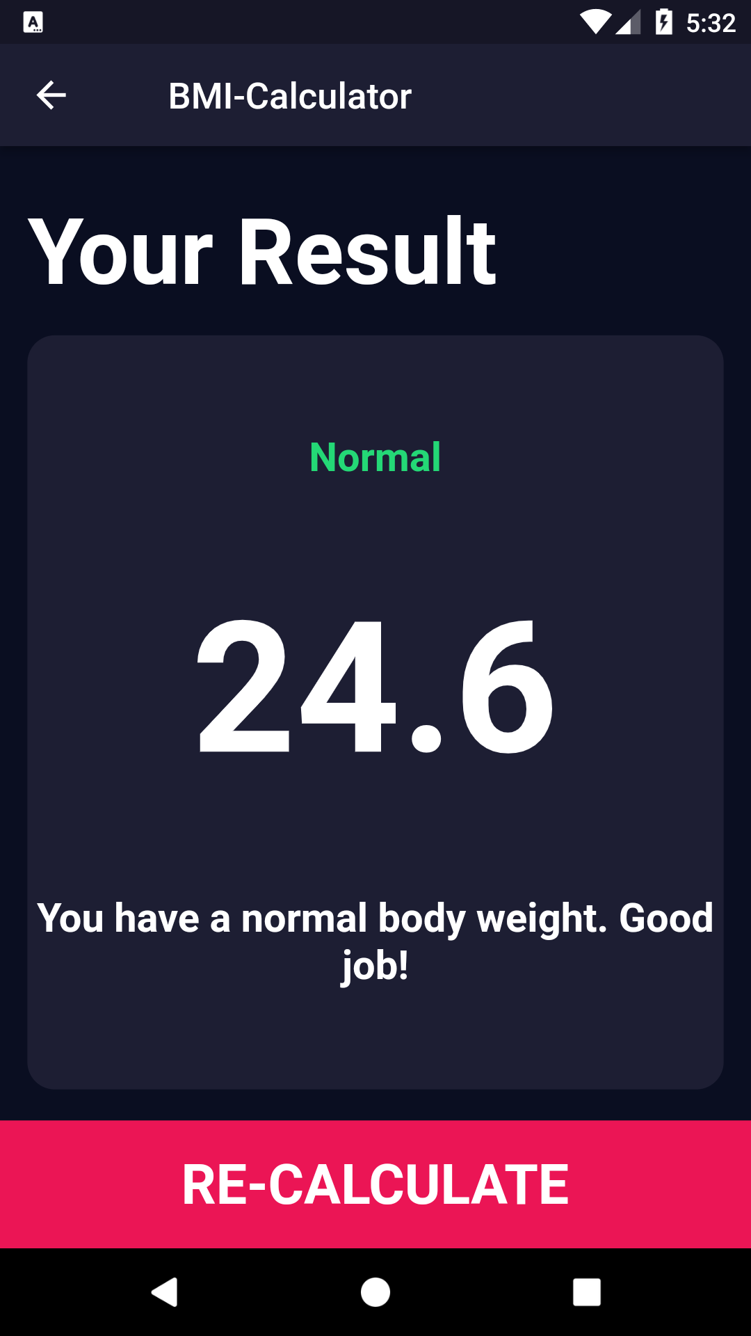 GitHub - SourabhMahale98/BMI-calculator: with the help of flutter make UI design which inspired ...