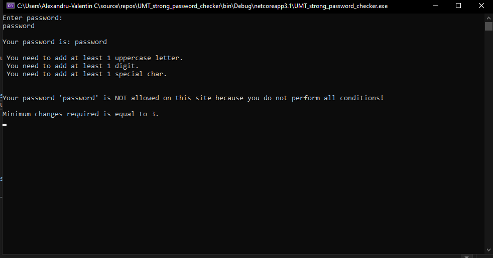 GitHub - alexvalentin/Strong-Password-Checker: A sample console application created in C# using ...