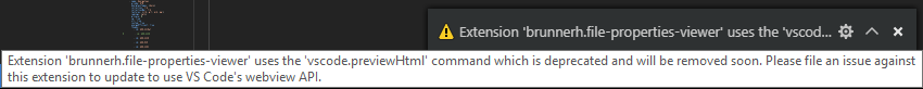 vscode.previewHtml command is deprecated · Issue #1 · brunnerh/file-properties-viewer · GitHub