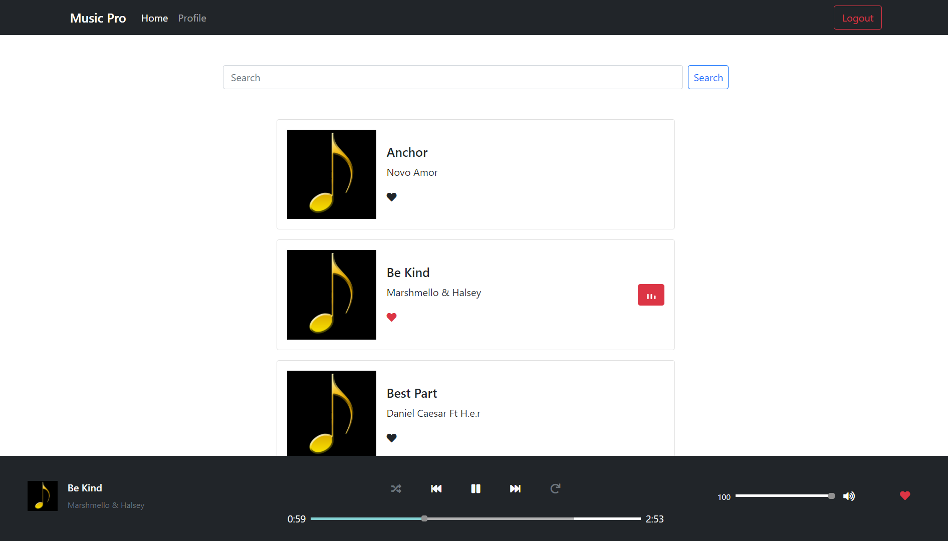 GitHub - fdavidsen/Music-Pro: Simple music streaming web app.