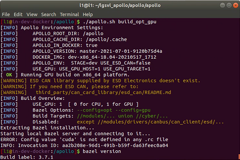 Error when I build the Latest Apollo in the container : ERROR: Config ...