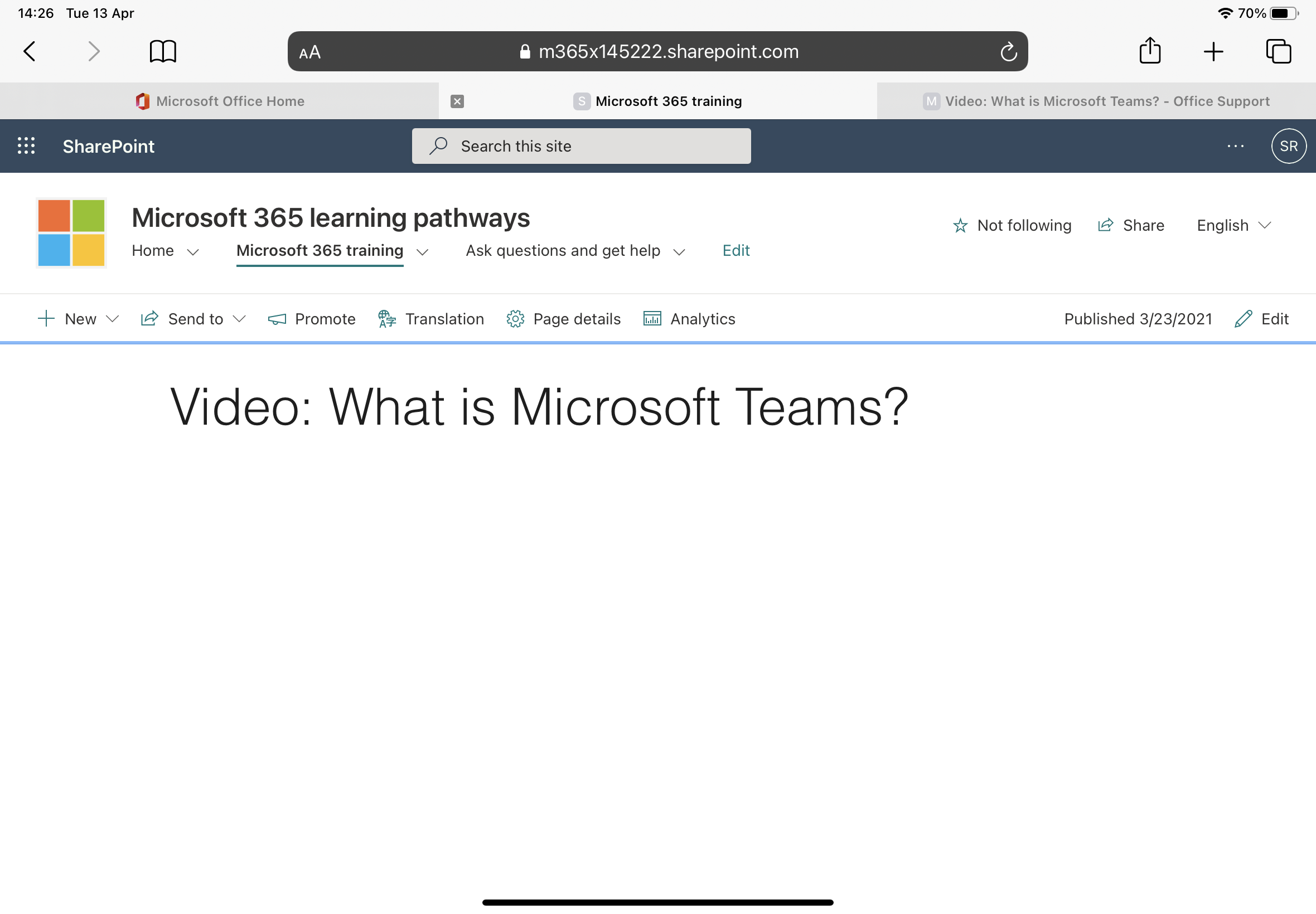 Video content is not visible on iOS devices · Issue #496 · pnp/custom-learning-office-365 · GitHub