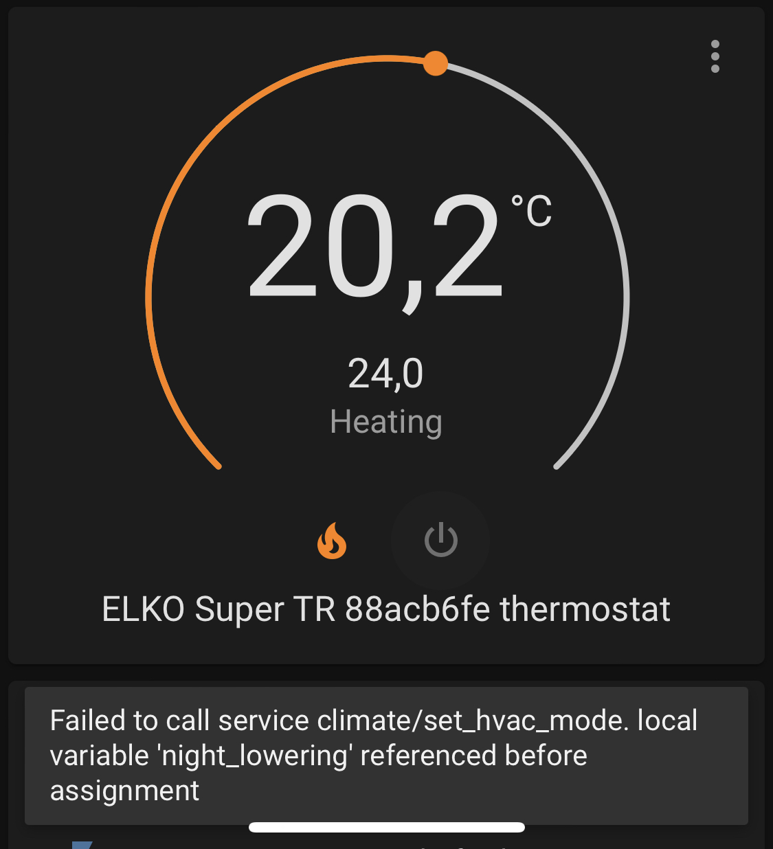 [BUG] Elko Smart Super Thermostat - local variable 'night_lowering ...