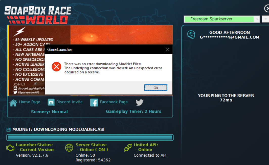 The Undelying connection was closed · Issue #155 · SoapboxRaceWorld/GameLauncher_NFSW · GitHub