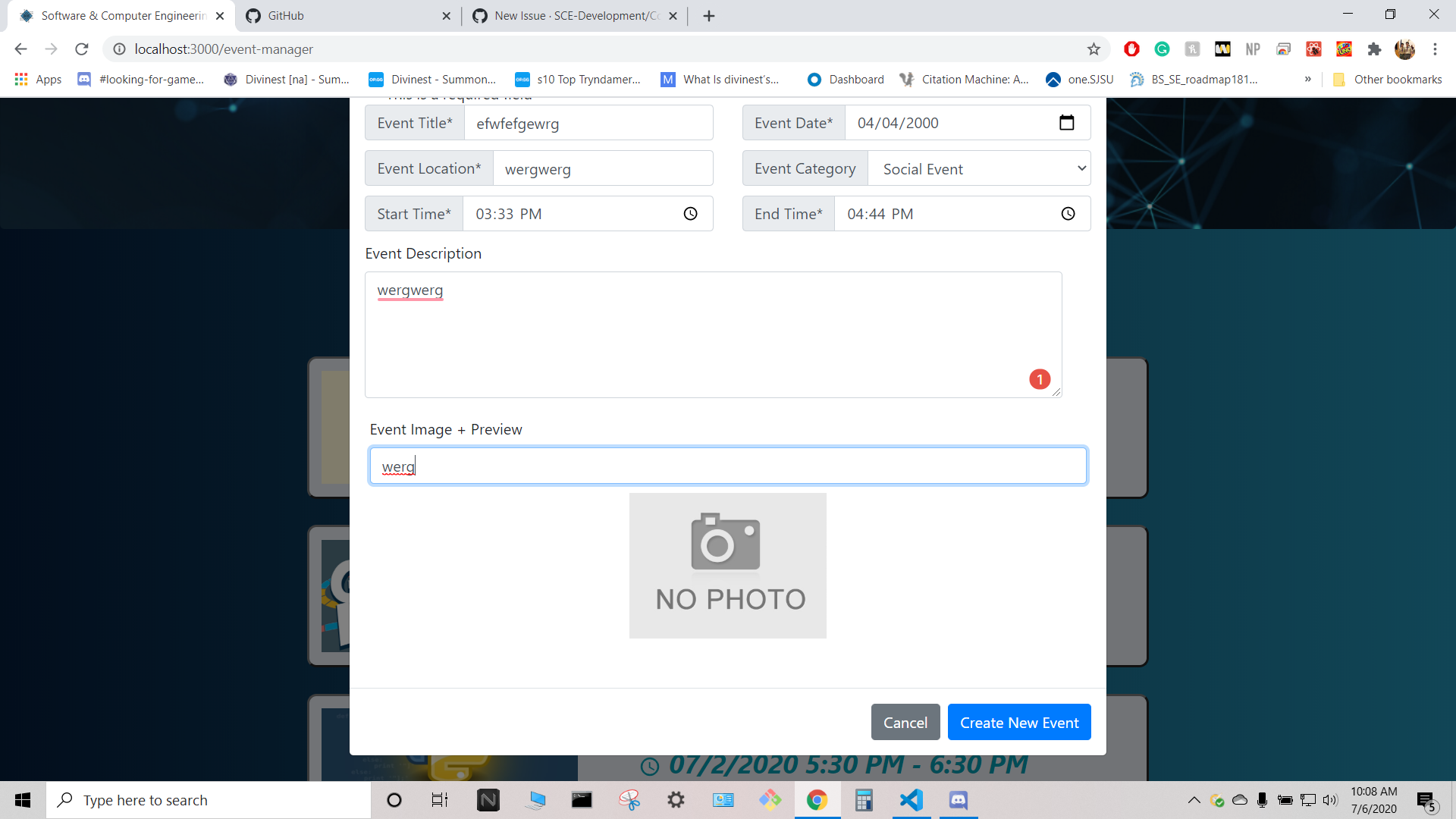 Event Creation Error · Issue #536 · SCE-Development/Clark · GitHub