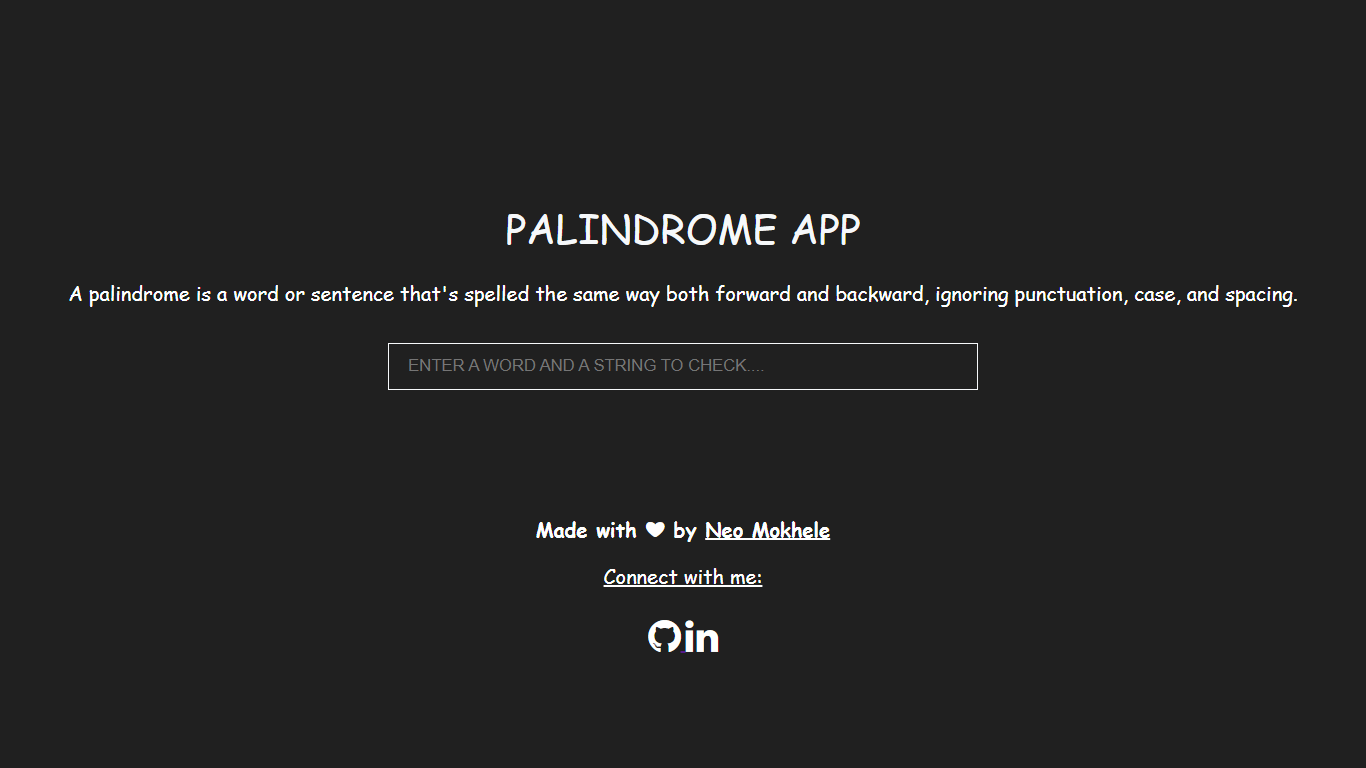 GitHub - techiemokhele/simple-palindrome-app: A palindrome checks if a ...