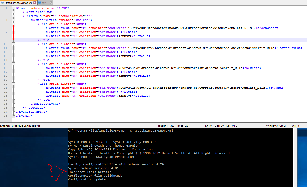 sysmon_new_dll_added_to_appinit_dlls_registry_key logging policy error ...