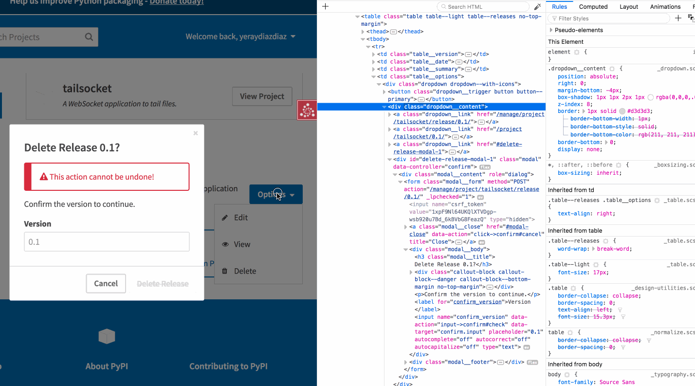 Modal disappears when mouse leaves window · Issue #3152 · pypi/warehouse · GitHub