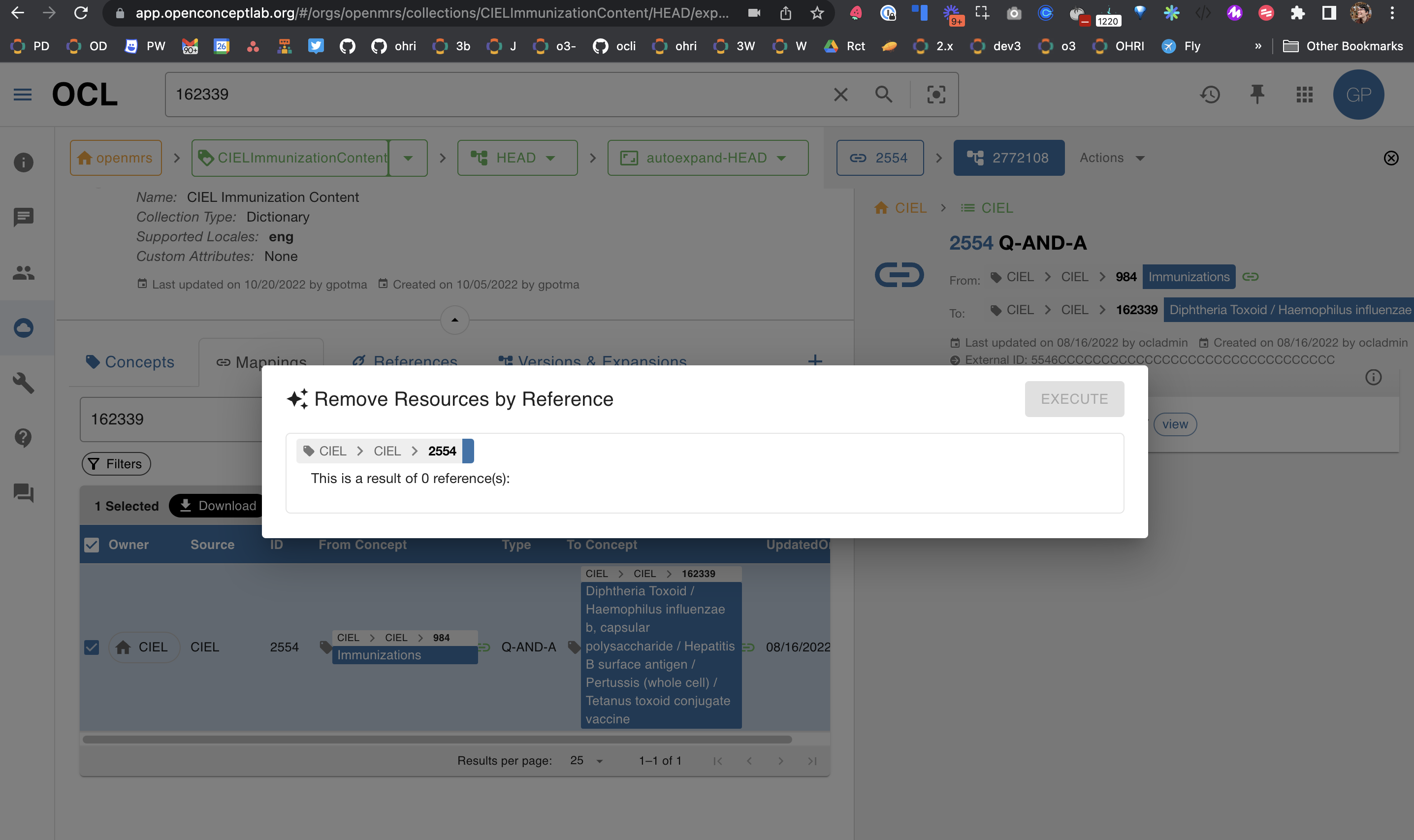 Blocker: Cannot remove References/Mappings from my collection · Issue #1395 · OpenConceptLab/ocl ...