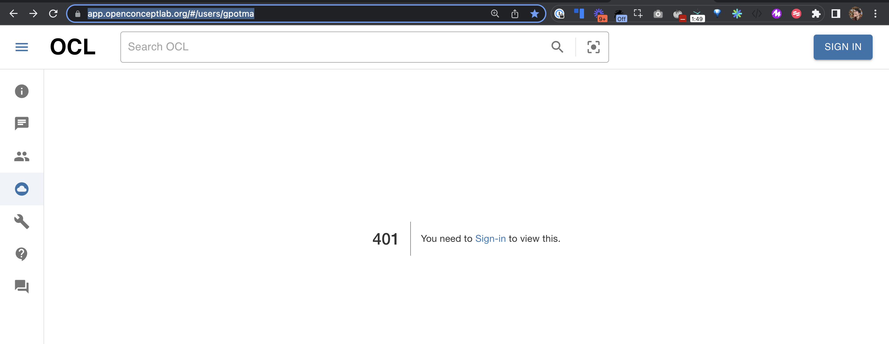 Sign-in hyperlink in 401 page is broken · Issue #1560 · OpenConceptLab/ocl_issues · GitHub