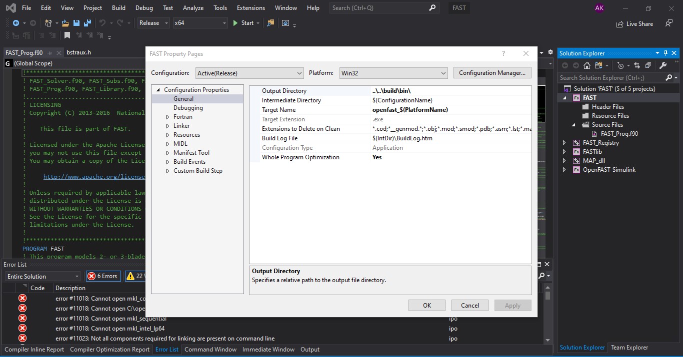 Issue Compiling openFAST Windows 10 through visual studio · Issue #322 · OpenFAST/openfast · GitHub