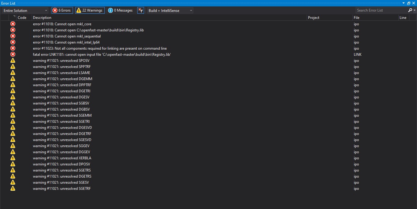 Issue Compiling openFAST Windows 10 through visual studio · Issue #322 · OpenFAST/openfast · GitHub