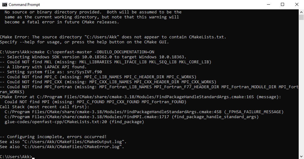 Error during "running cmake' · Issue #533 · OpenFAST/openfast · GitHub