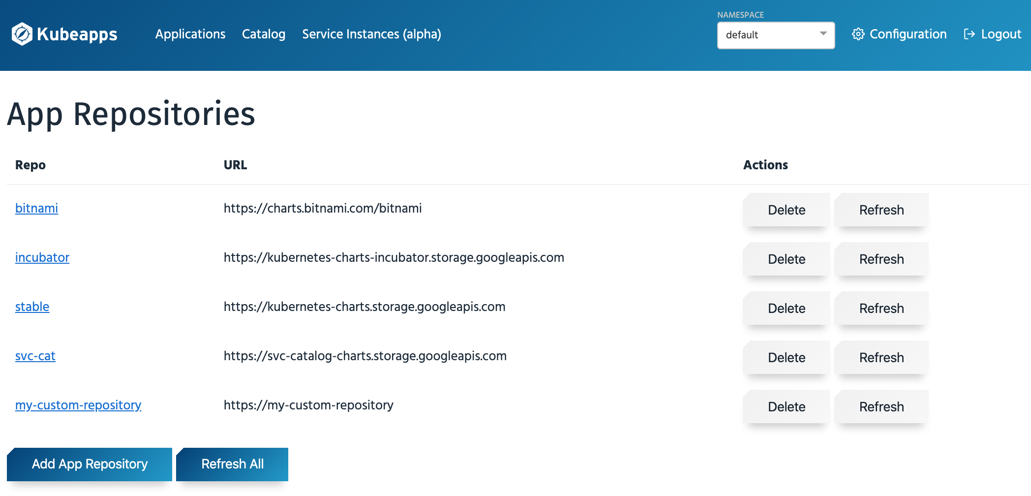 Allow editing exiting app repositories · Issue #1329 · vmware-tanzu/kubeapps · GitHub