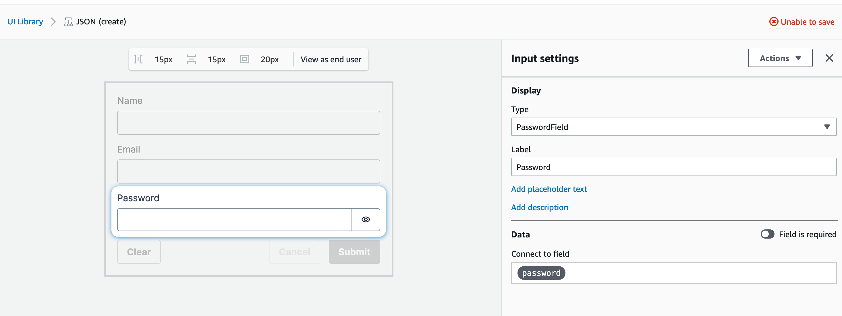 unable to update a UI form created from json · Issue #948 · aws-amplify/amplify-studio · GitHub