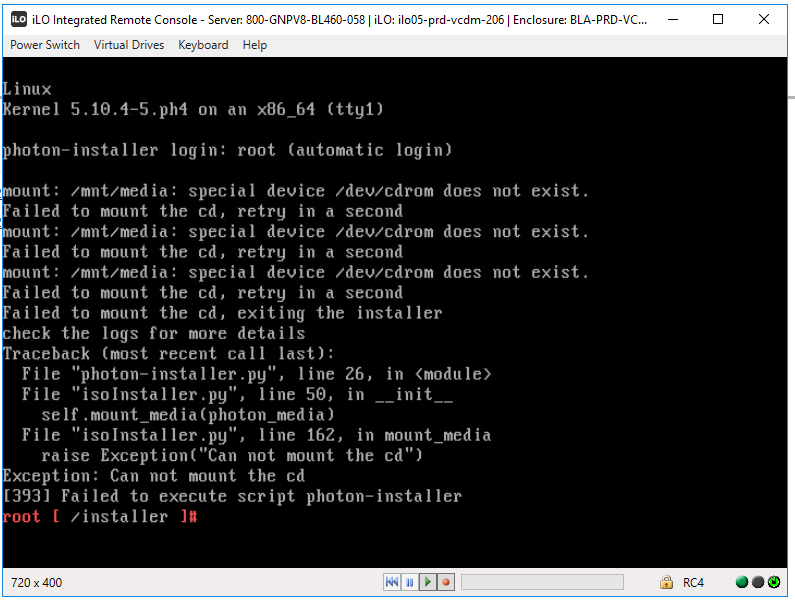 Can install from HP ILO (CDROM timout + ZeroDivisionError) · Issue #1210 · vmware/photon · GitHub
